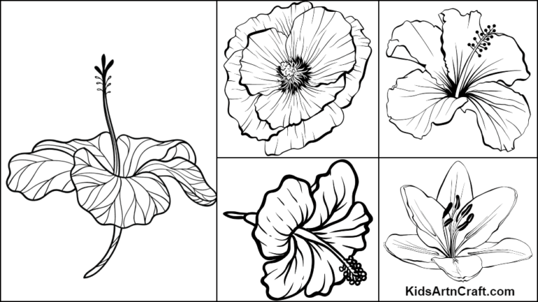 Hibiscus Coloring Pages For Kids – Free Printables - Kids Art & Craft