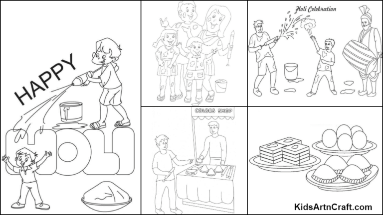 Holi Coloring Pages For Kids – Free Printables - Kids Art & Craft