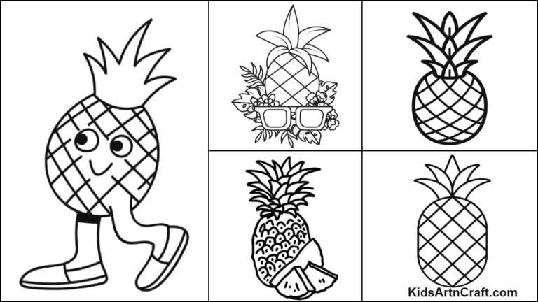 Pineapple Coloring Pages For Kids – Free Printables - Kids Art & Craft