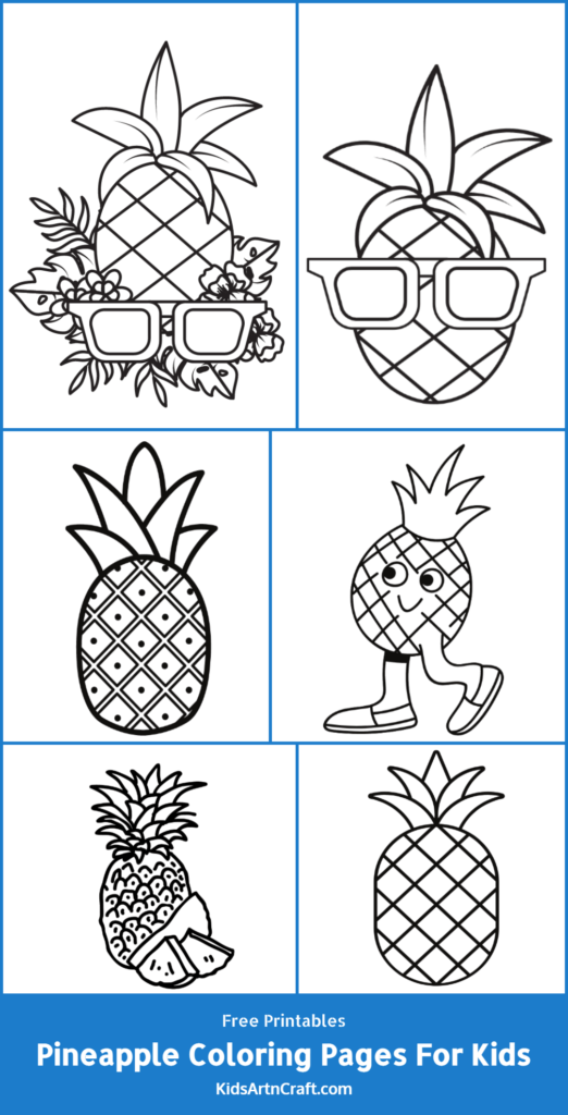 Pineapple Coloring Pages For Kids – Free Printables - Kids Art & Craft