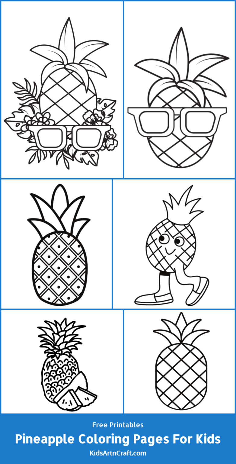 Pineapple Coloring Pages For Kids – Free Printables - Kids Art & Craft