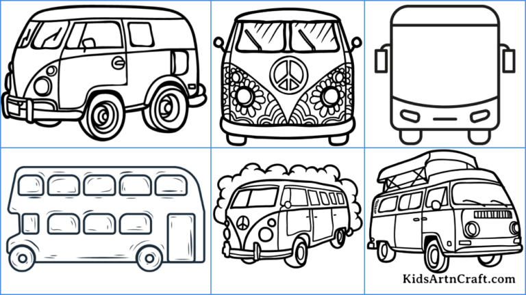 Buses & Vans Coloring Pages For Kids – Free Printables - Kids Art & Craft