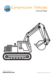 Construction Vehicles Coloring Pages For Kids – Free Printables - Kids ...