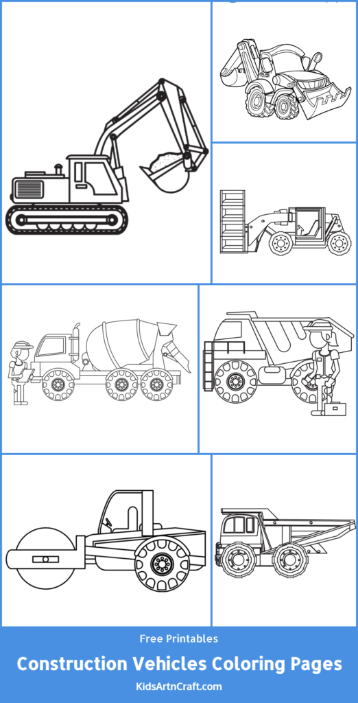 Construction Vehicles Coloring Pages For Kids – Free Printables - Kids ...
