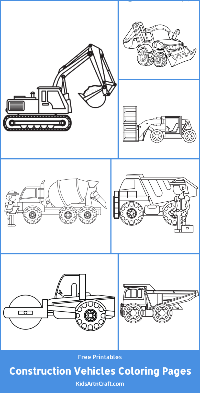 Construction Vehicles Coloring Pages For Kids – Free Printables - Kids ...