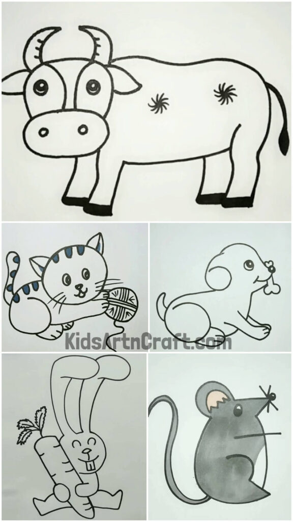 Easy To Draw Cute Animals For Kids - Kids Art & Craft