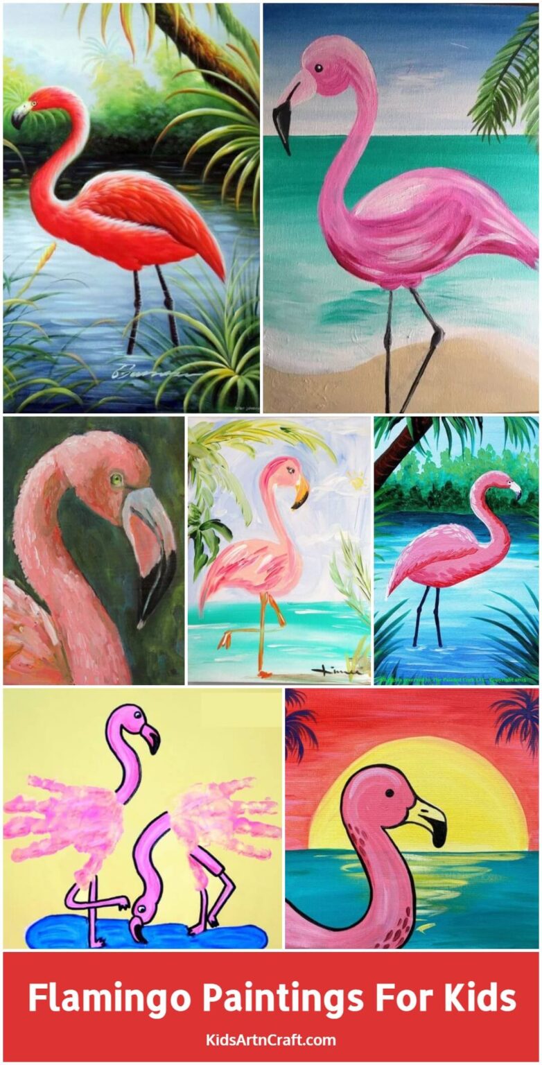 Flamingo Paintings for Kids - Kids Art & Craft