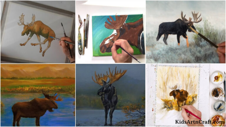 Moose Paintings For Kids - Kids Art & Craft