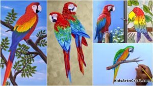 Parrot Paintings For Kids - Kids Art & Craft