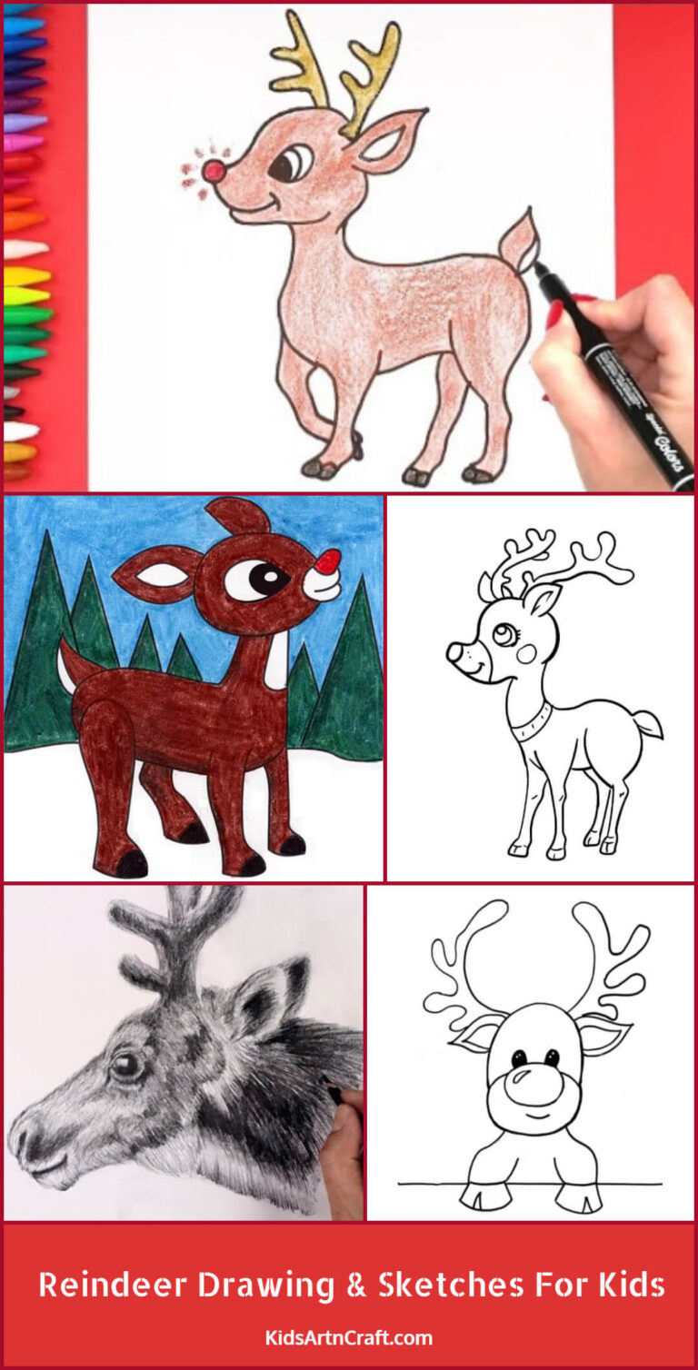 Reindeer Drawing & Sketches For Kids - Kids Art & Craft