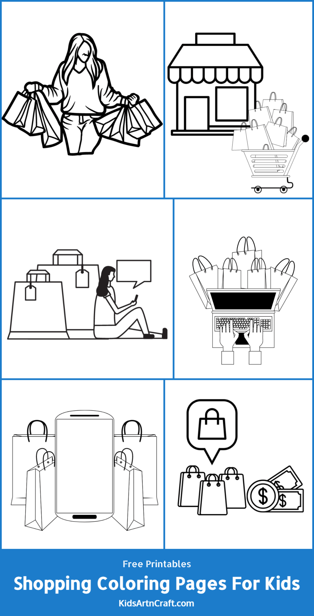 Shopping Coloring Pages For Kids – Free Printables - Kids Art & Craft