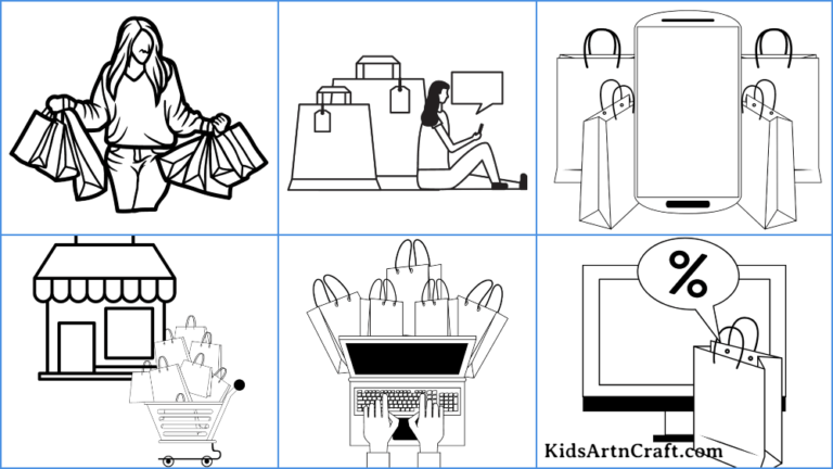 Shopping Coloring Pages For Kids – Free Printables - Kids Art & Craft