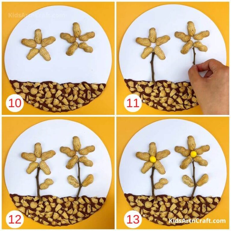 DIY Flower & Ant Craft from Peanut/Groundnut shells - Kids Art & Craft