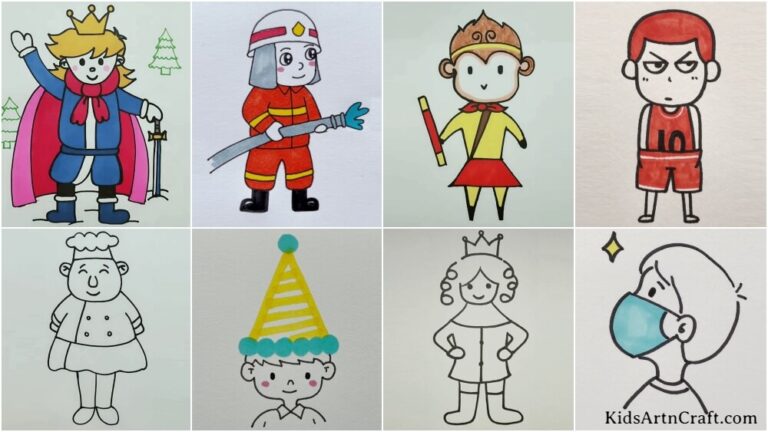 Boy in Different Roles - Easy Drawings for Kids - Kids Art & Craft