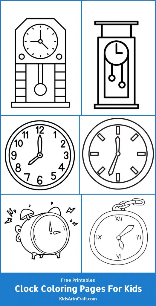 Clock Coloring Pages For Kids – Free Printables - Kids Art & Craft