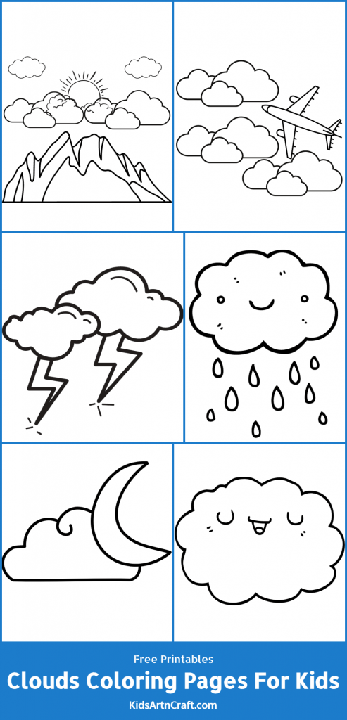 Clouds Coloring Pages For Kids – Free Printables - Kids Art & Craft