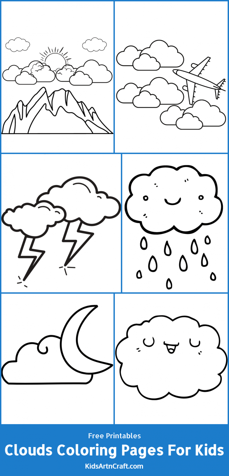 Clouds Coloring Pages For Kids – Free Printables - Kids Art & Craft