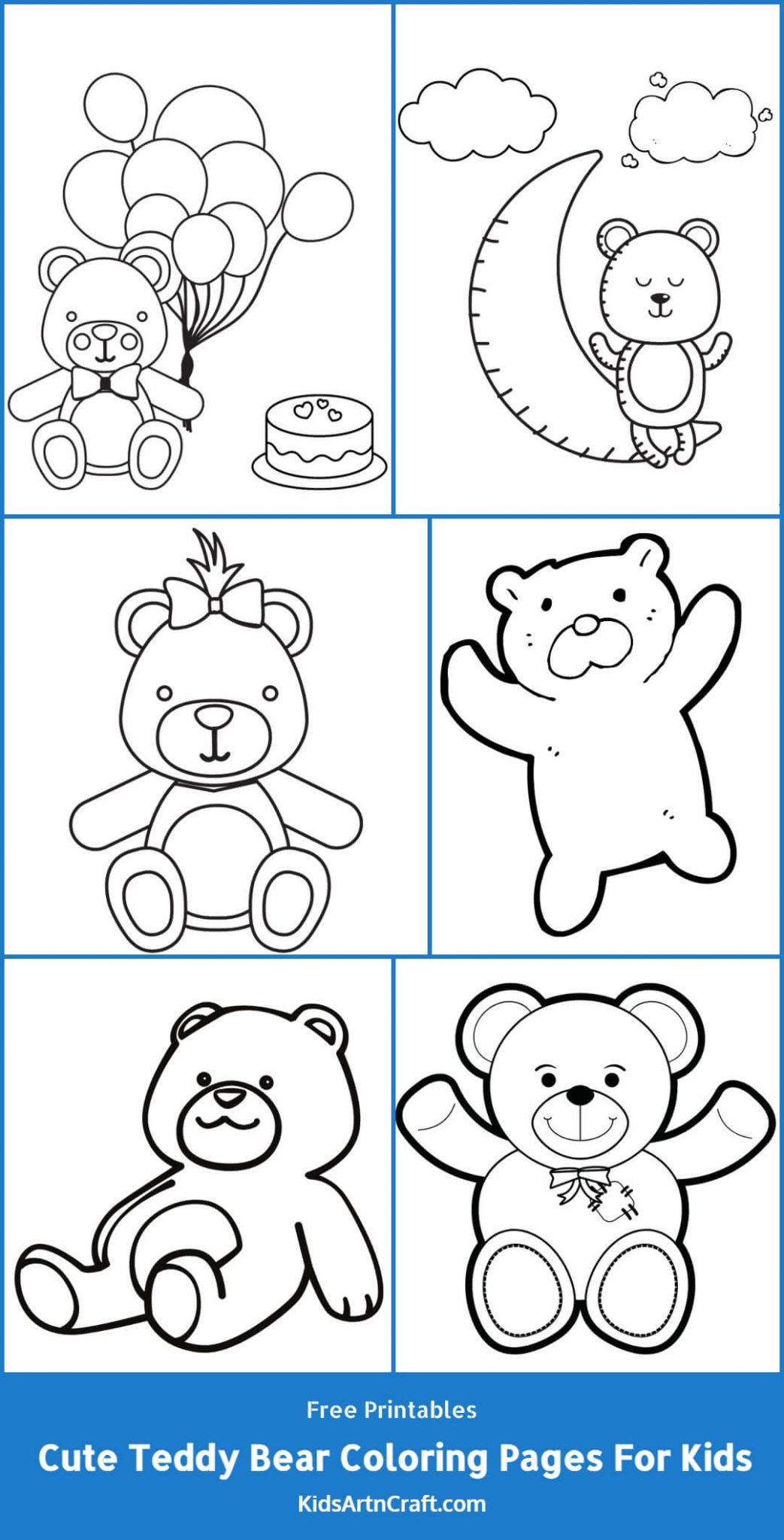 Cute Teddy Bear Coloring Pages For Kids – Free Printables - Kids Art ...