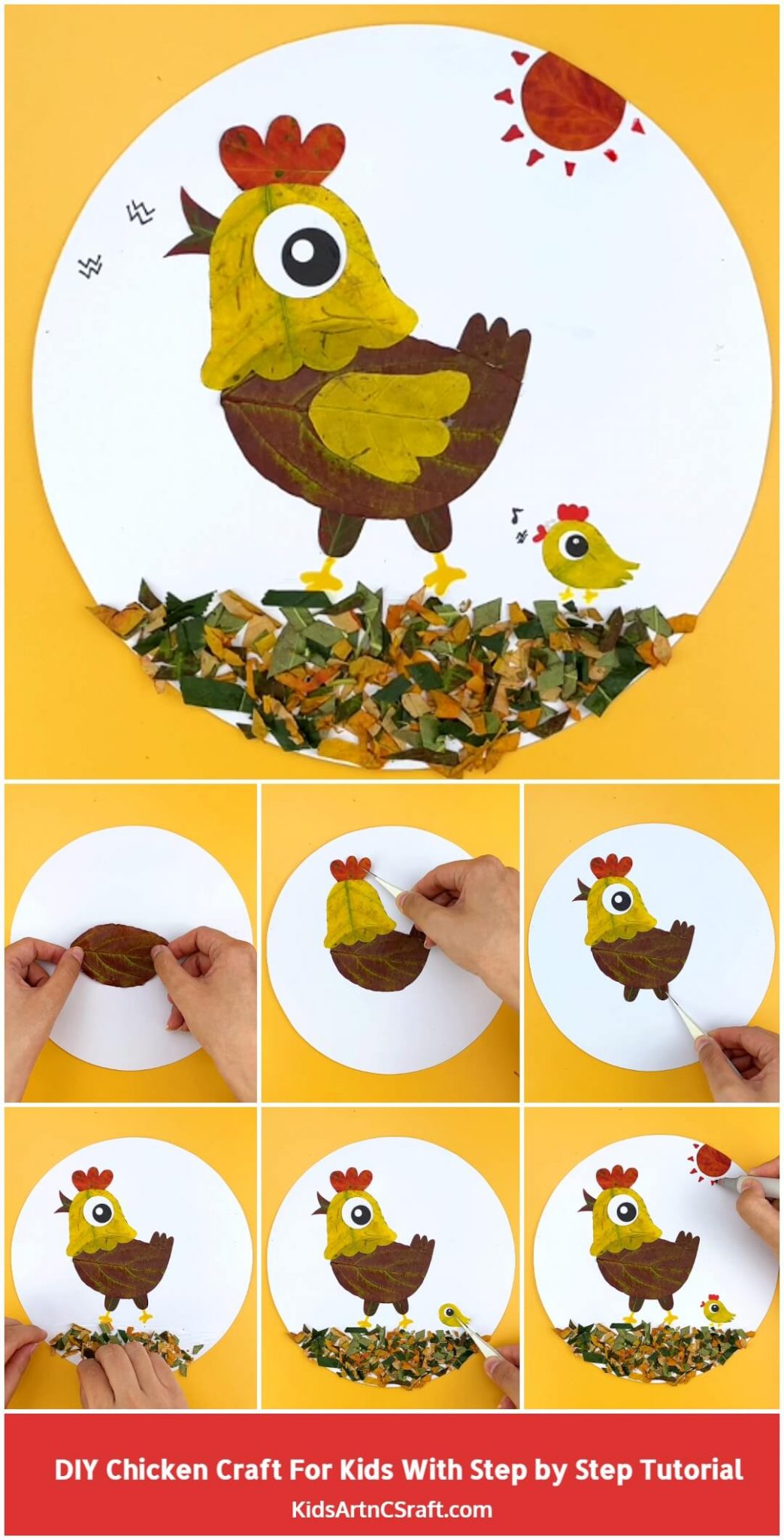DIY Chicken Craft for Kids – Free Step by Step Tutorial - Kids Art & Craft