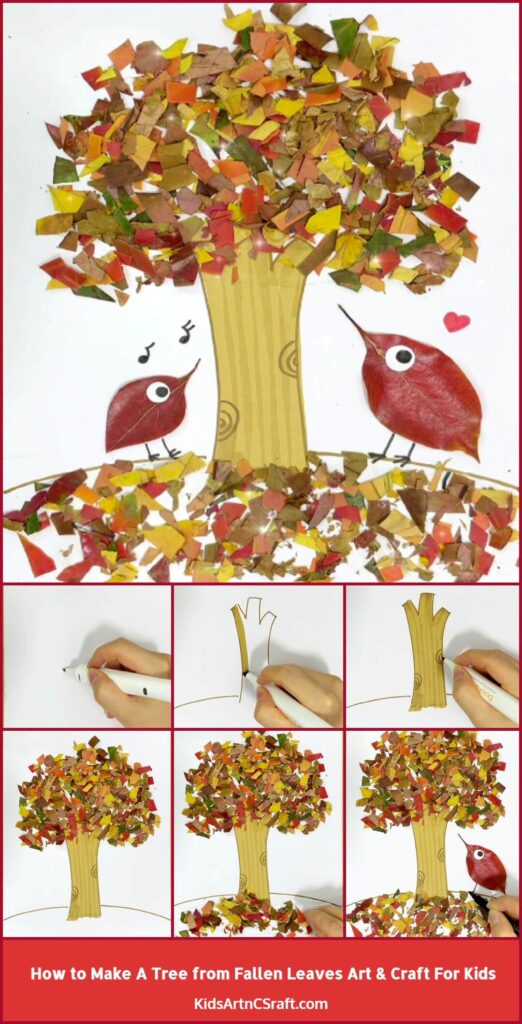 DIY How to Make A Tree from Fallen Leaves Art and Craft for Kids - Kids ...