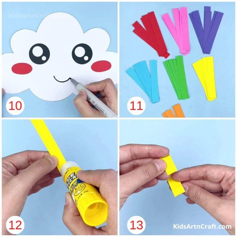 Cloud & Rainbow Paper Craft for Kids – Step by Step Tutorial - Kids Art ...