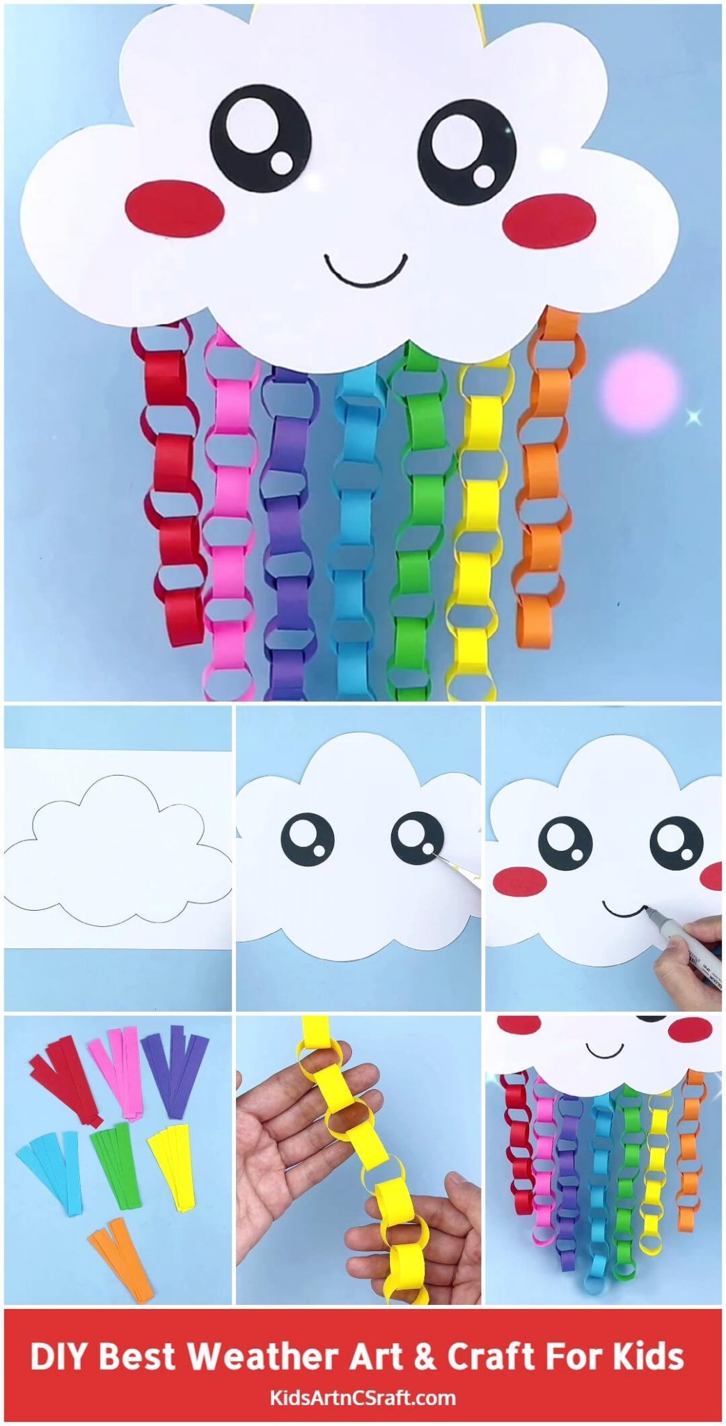 Cloud & Rainbow Paper Craft for Kids - Step by Step Tutorial - Kids Art ...