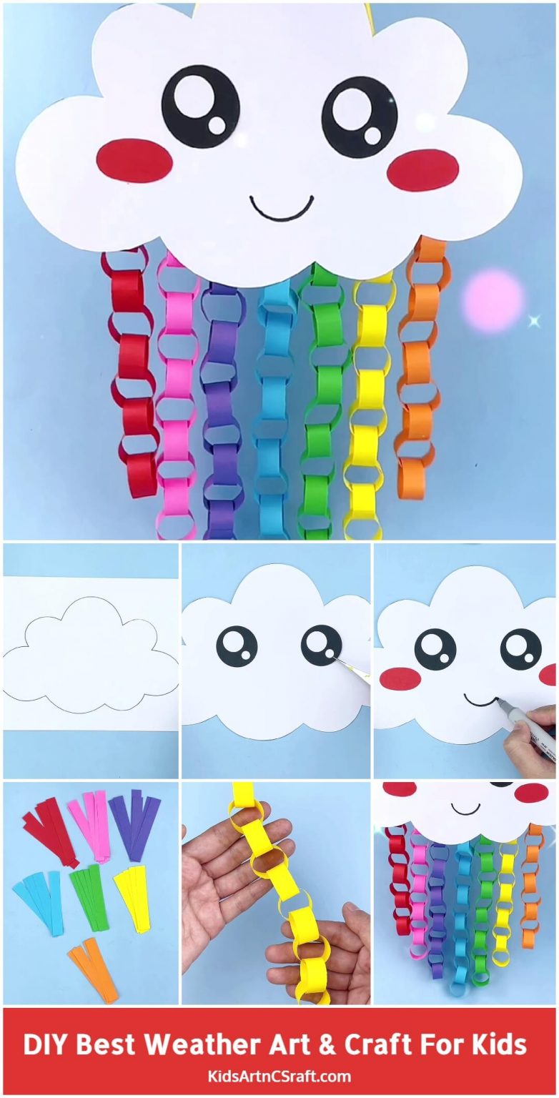 Cloud & Rainbow Paper Craft for Kids - Step by Step Tutorial - Kids Art ...