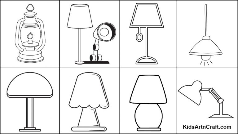Lamp Coloring Pages for Kids - Kids Art & Craft