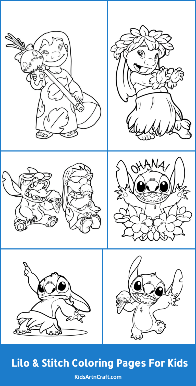Lilo & Stitch Coloring Pages For Kids – Free Printables - Kids Art & Craft