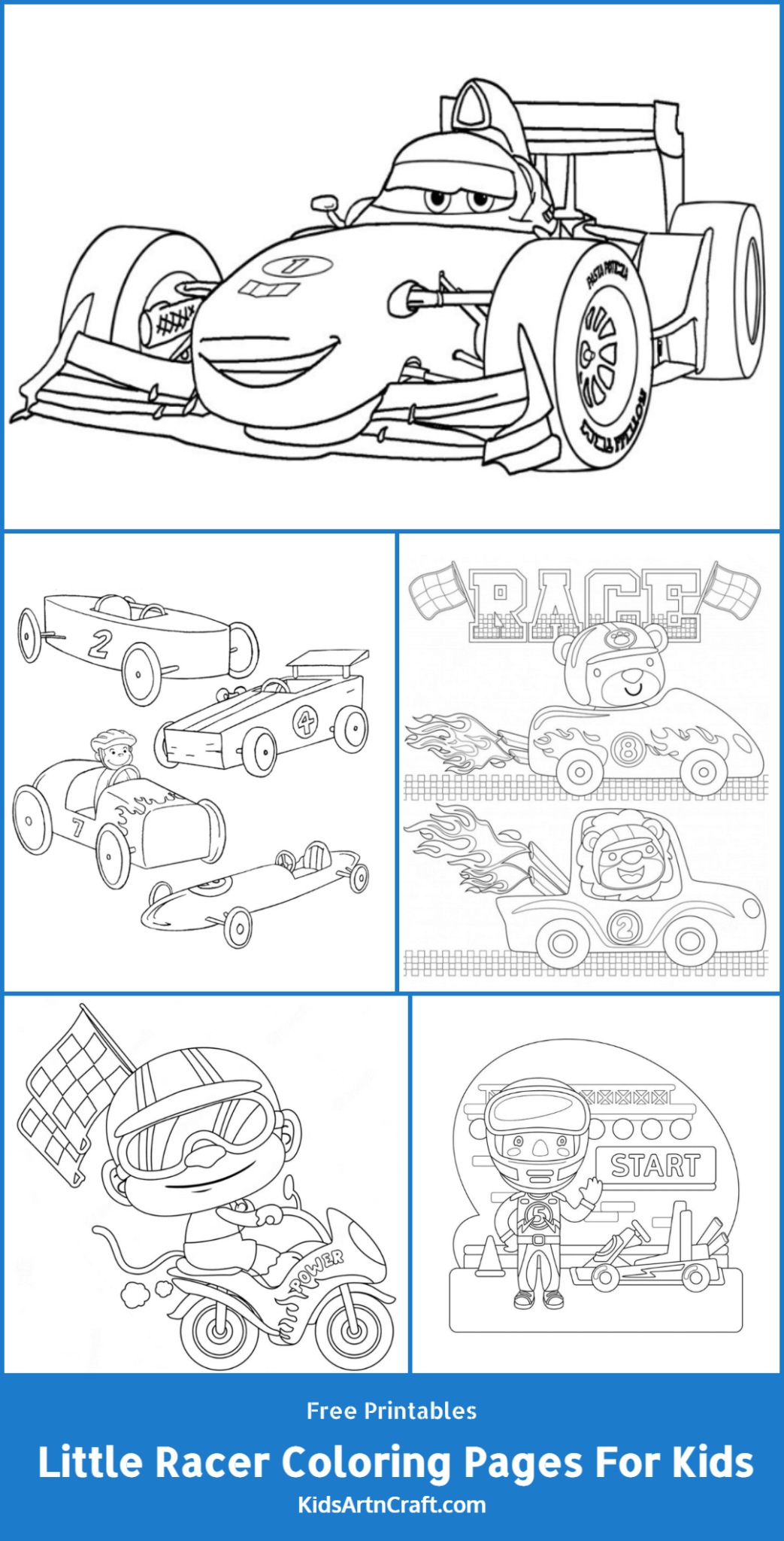 Little Racer Coloring Pages For Kids – Free Printables - Kids Art & Craft