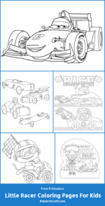 Little Racer Coloring Pages For Kids – Free Printables - Kids Art & Craft