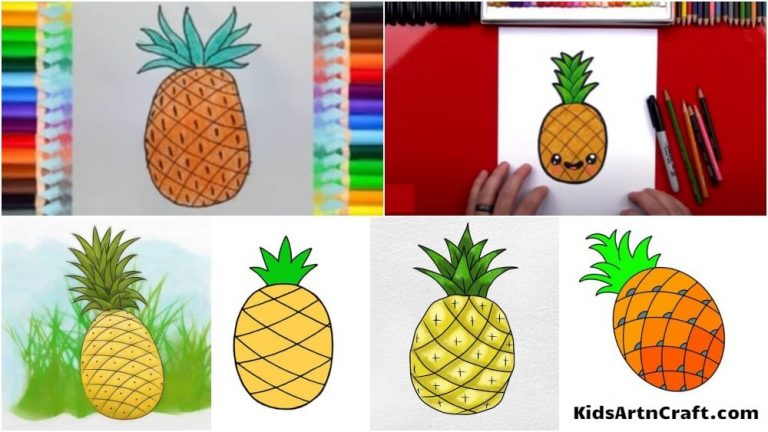 Pineapple Drawing & Sketches for Kids - Kids Art & Craft