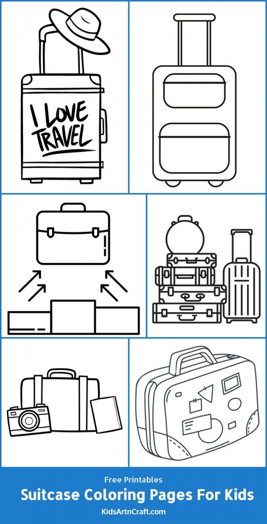 Suitcase Coloring Pages For Kids – Free Printables - Kids Art & Craft