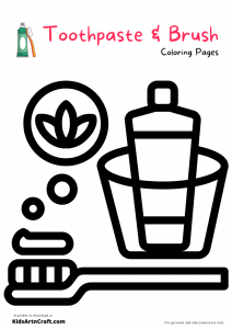 Toothpaste & brush Coloring Pages For Kids – Free Printables - Kids Art ...