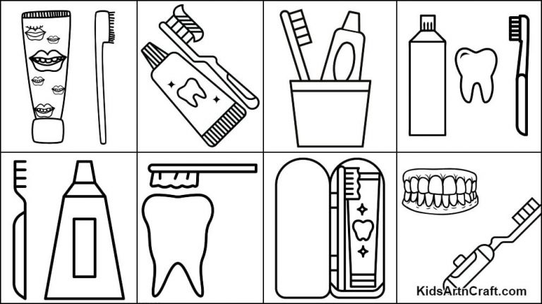 Toothpaste & brush Coloring Pages For Kids – Free Printables - Kids Art ...