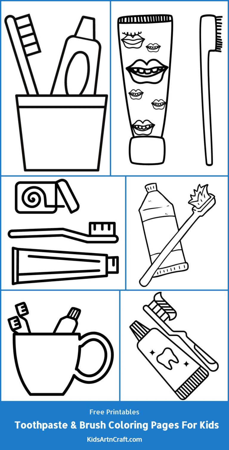 Toothpaste & brush Coloring Pages For Kids – Free Printables - Kids Art ...