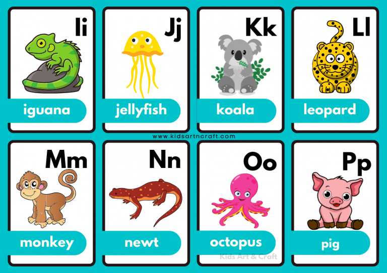 Animal Alphabet Flashcards- Free Printable Worksheet - Kids Art & Craft