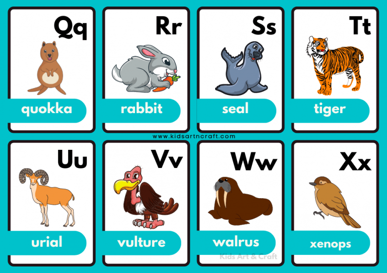 Animal Alphabet Flashcards- Free Printable Worksheet - Kids Art & Craft
