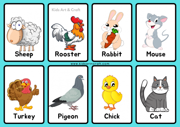 Animal Flashcards for Kindergarten – Free Printable - Kids Art & Craft