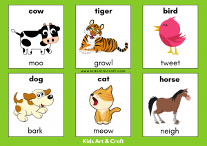 Animal Sounds Flashcards – Download FREE Printable - Kids Art & Craft