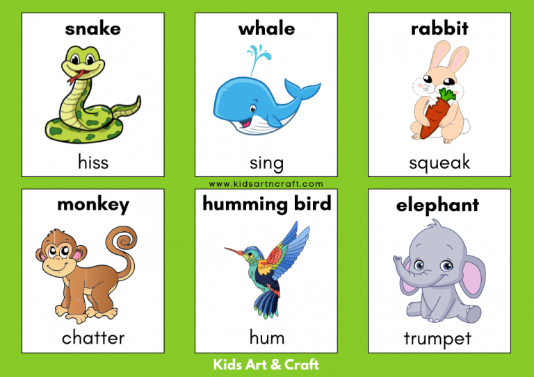 Animal Sounds Flashcards – Download FREE Printable - Kids Art & Craft