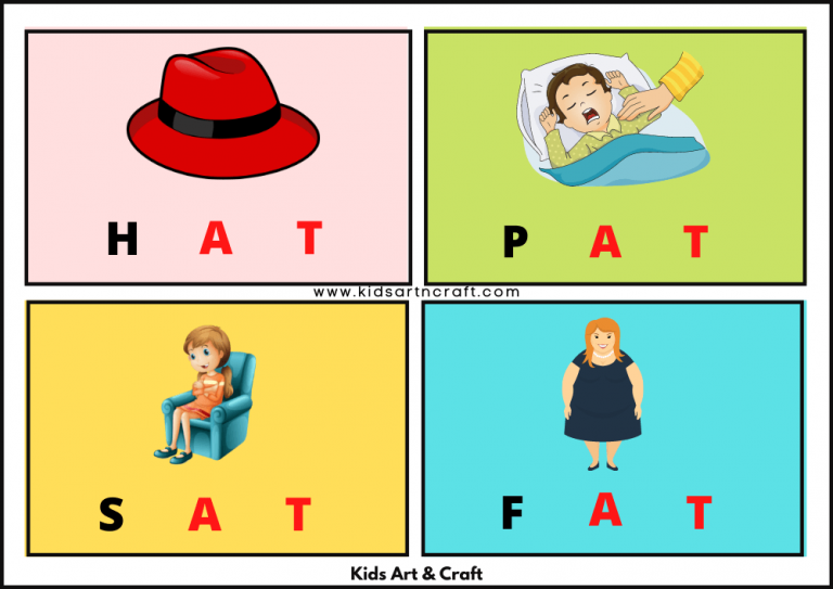 “at” Word Family Flashcards for Kids – Free Printables - Kids Art & Craft