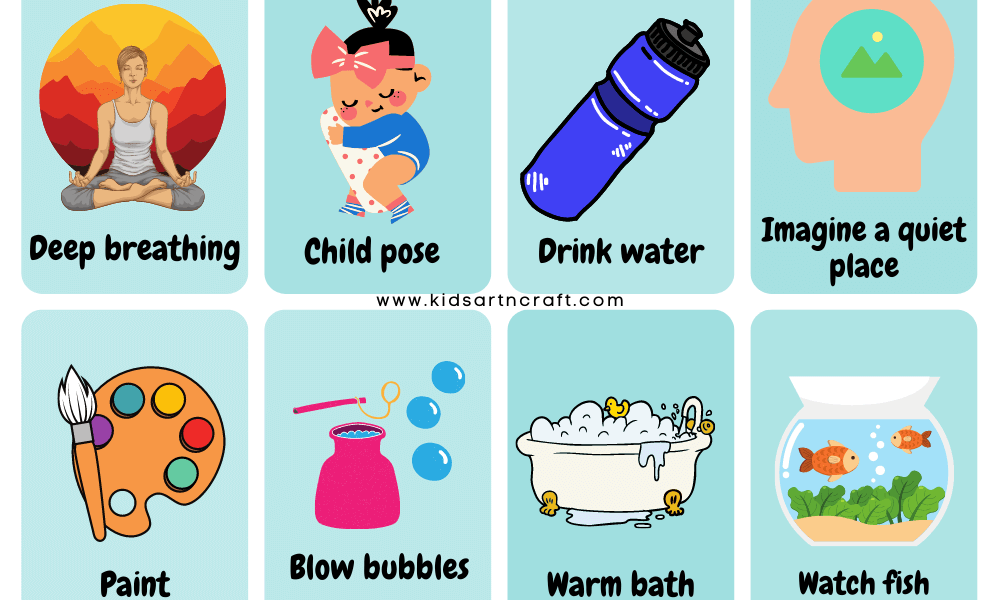 Calm Down Strategy Free Printable Flashcards - Kids Art & Craft