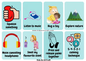 Calm Down Strategy Free Printable Flashcards - Kids Art & Craft