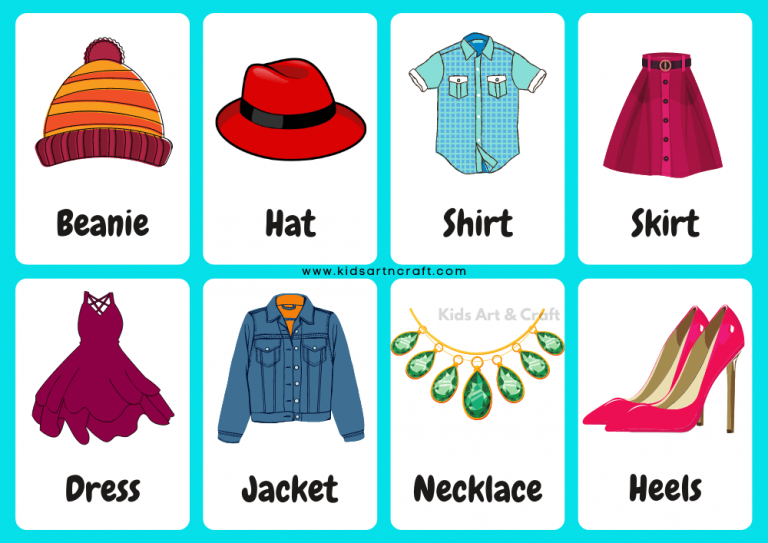 Clothes Flashcards For Kindergarten- Free Printable - Kids Art & Craft