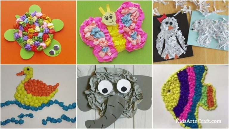 Crumpled Paper Animal Crafts for Kids - Kids Art & Craft