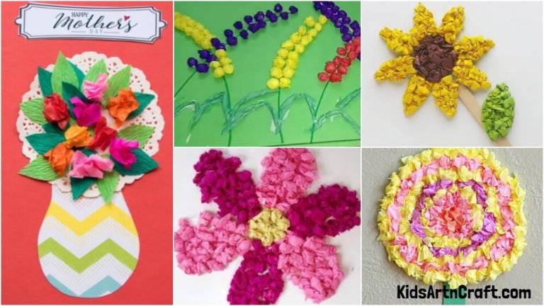 Crumpled Paper Flower Crafts For Kids - Kids Art & Craft