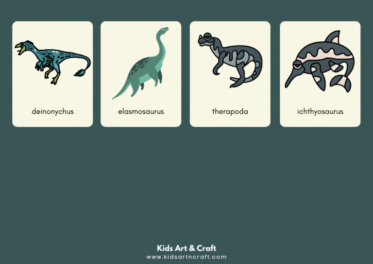 Dinosaur Flashcards For Kindergarten- Free Printable - Kids Art & Craft