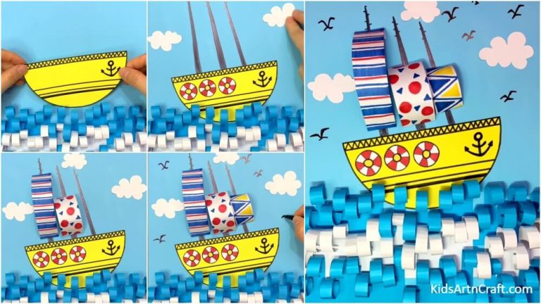 DIY Paper Boat Card – Step by Step Craft Tutorial - Kids Art & Craft