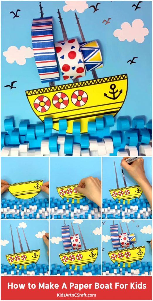 DIY Paper Boat Card - Step by Step Craft Tutorial - Kids Art & Craft